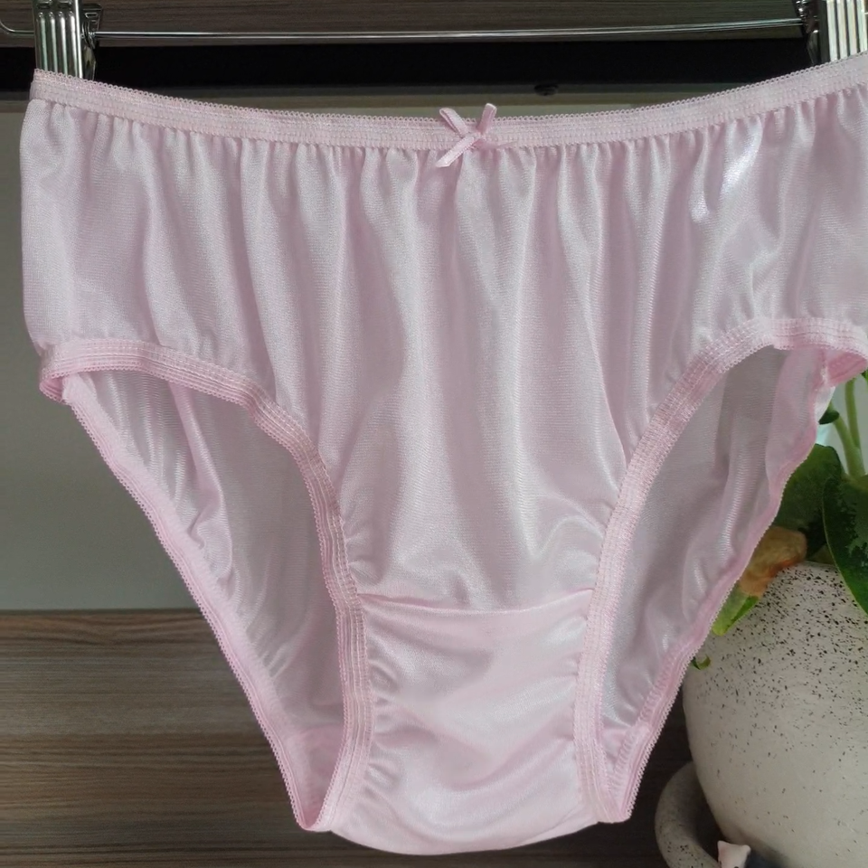 VTG Slippery Nylon Panty Silky Light Pink Bikini Sheer Brief Size 7-8 ...