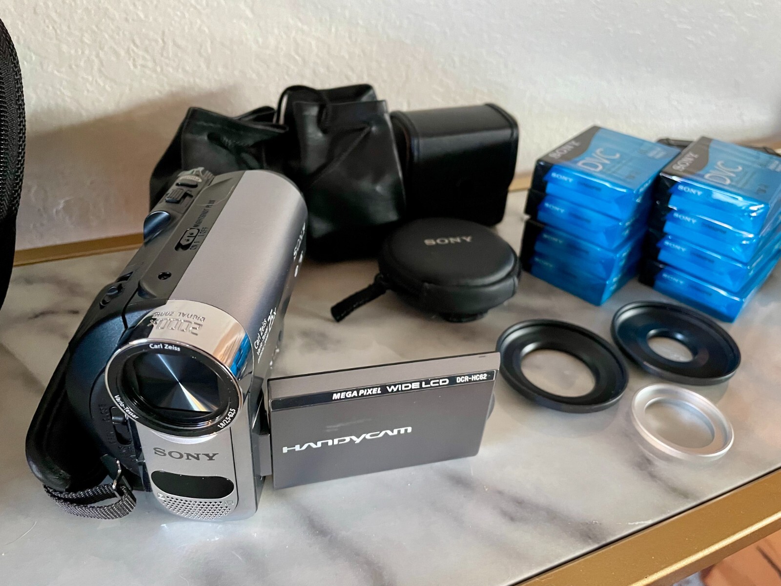 Sony DCR-HC62E Mini DV Camcorder, w/AC Adapter, Case, RCA cable, Lenses ...
