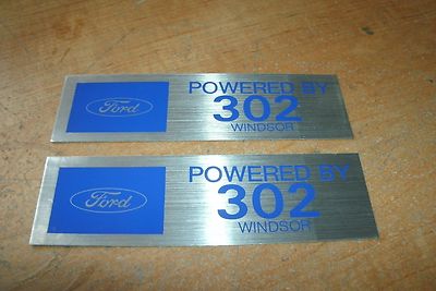 FORD POWERED BY 302 WINDSOR ENGINE VALVE COVER DECALS NEW PAIR BLUE ...