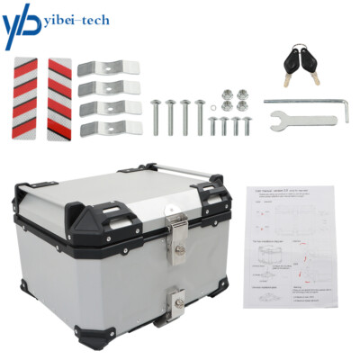 55L Motorcycle Aluminum Trunk Rear Top Case Luggage Tour Tail Tool Box ...