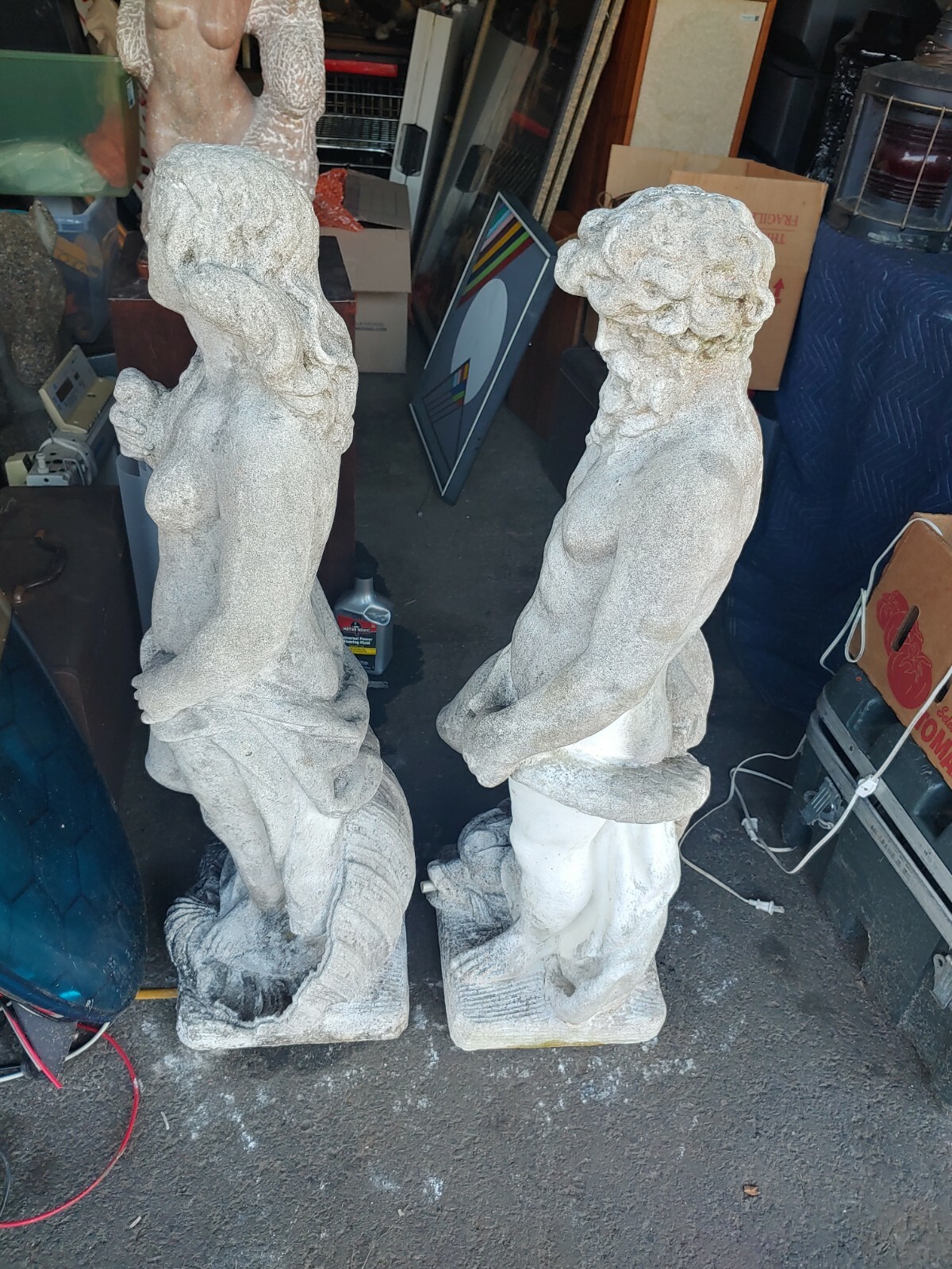 PAIR OF LARGE ANTIQUE GOD & GODDESS CONCRETE GARDEN STATUES | eBay