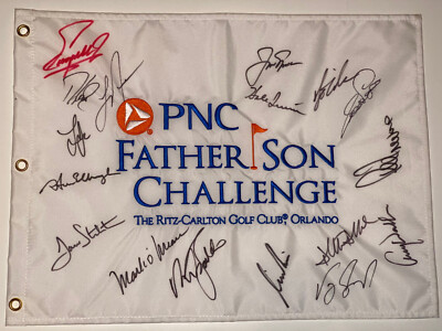 PNC CHALLENGE SIGNED GOLF FLAG - Jack Nicklaus, Lee Trevino, Nick Faldo ...