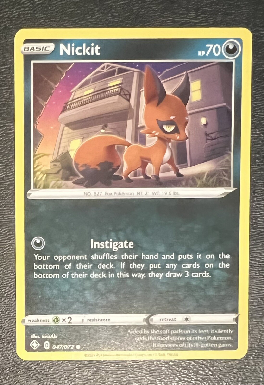 Pokémon TCG Nickit Shining Fates 047/072 Regular Common Card Near Mint ...