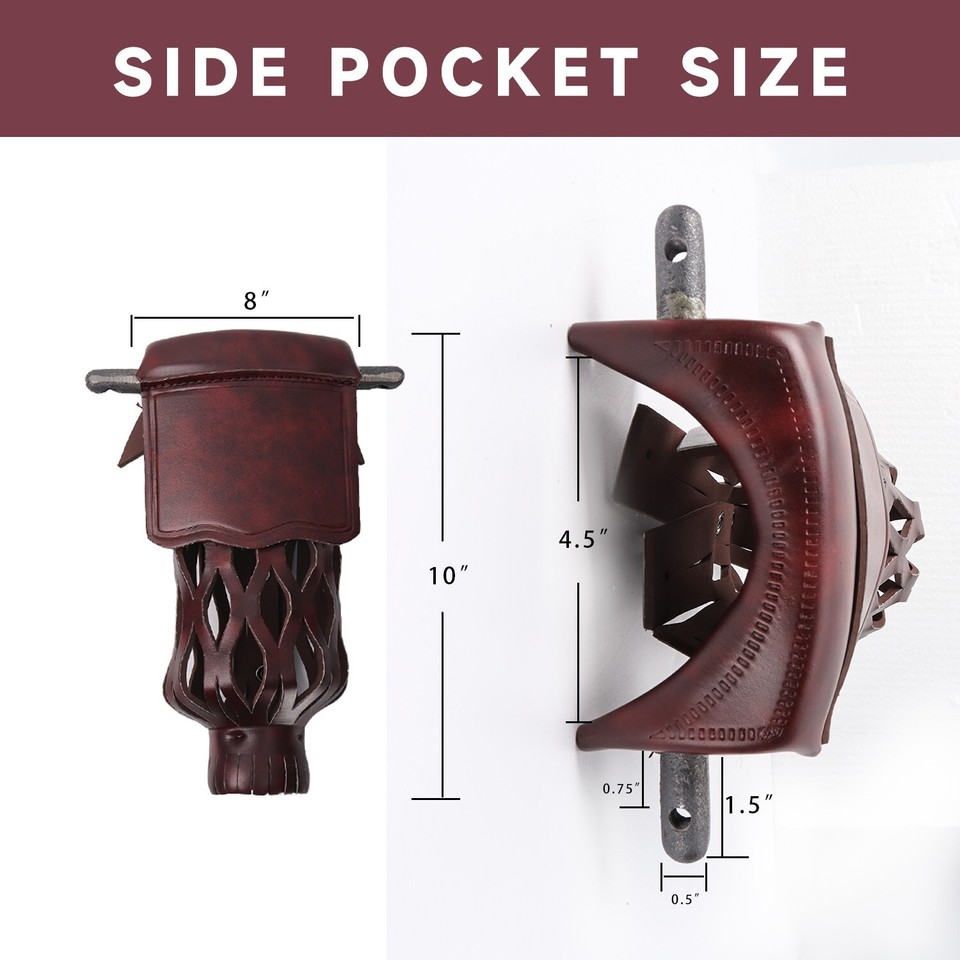 Set of 6 Heavy Duty Leather Billiard Pool Table Pockets - Dark Cherry ...