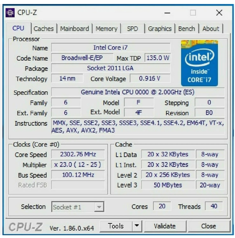 Intel Xeon E5-2698 V4 ES ( QHUZ )2.0GHz 20-Core 50MB LGA2011-3 CPU ...