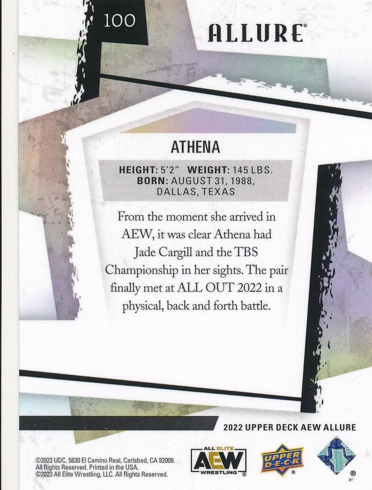 #100 ATHENA 2022 Upper Deck AEW Allure | eBay