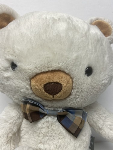 Hallmark Basil The Bear Teddy Plush Stuffed Animal Plaid Bow Tie White ...