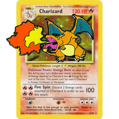 Pokemon Base Set Charizard Extended Artwork Hard Enamel Pin | eBay