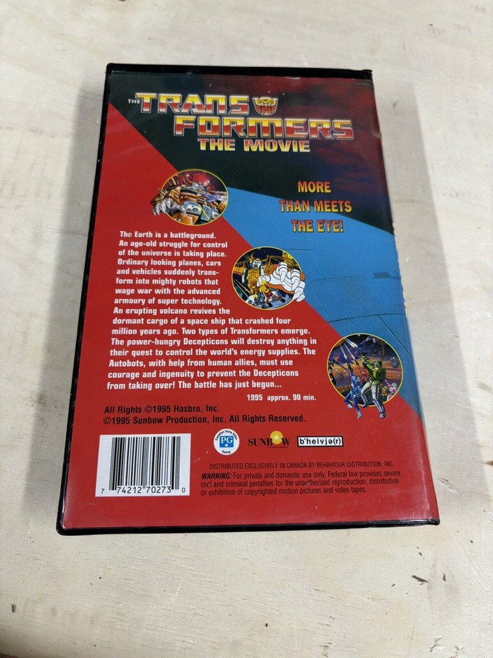 Vintage Transformers The Movie 1986 VHS 1999 Rhino Home Video Clam ...
