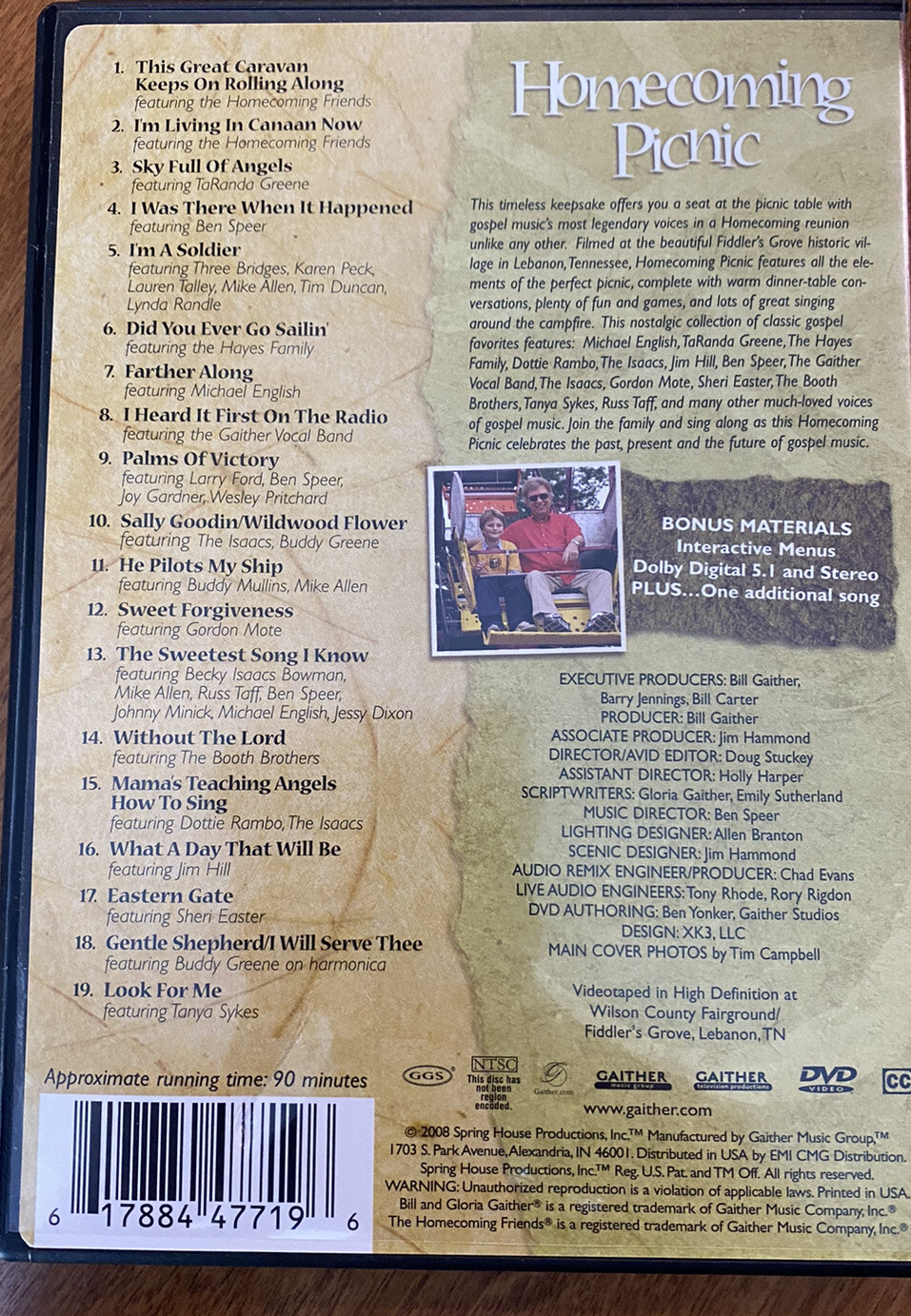 BILL & GLORIA GAITHER PRESENT HOMECOMING PICNIC DVD~Gaither Gospel ...