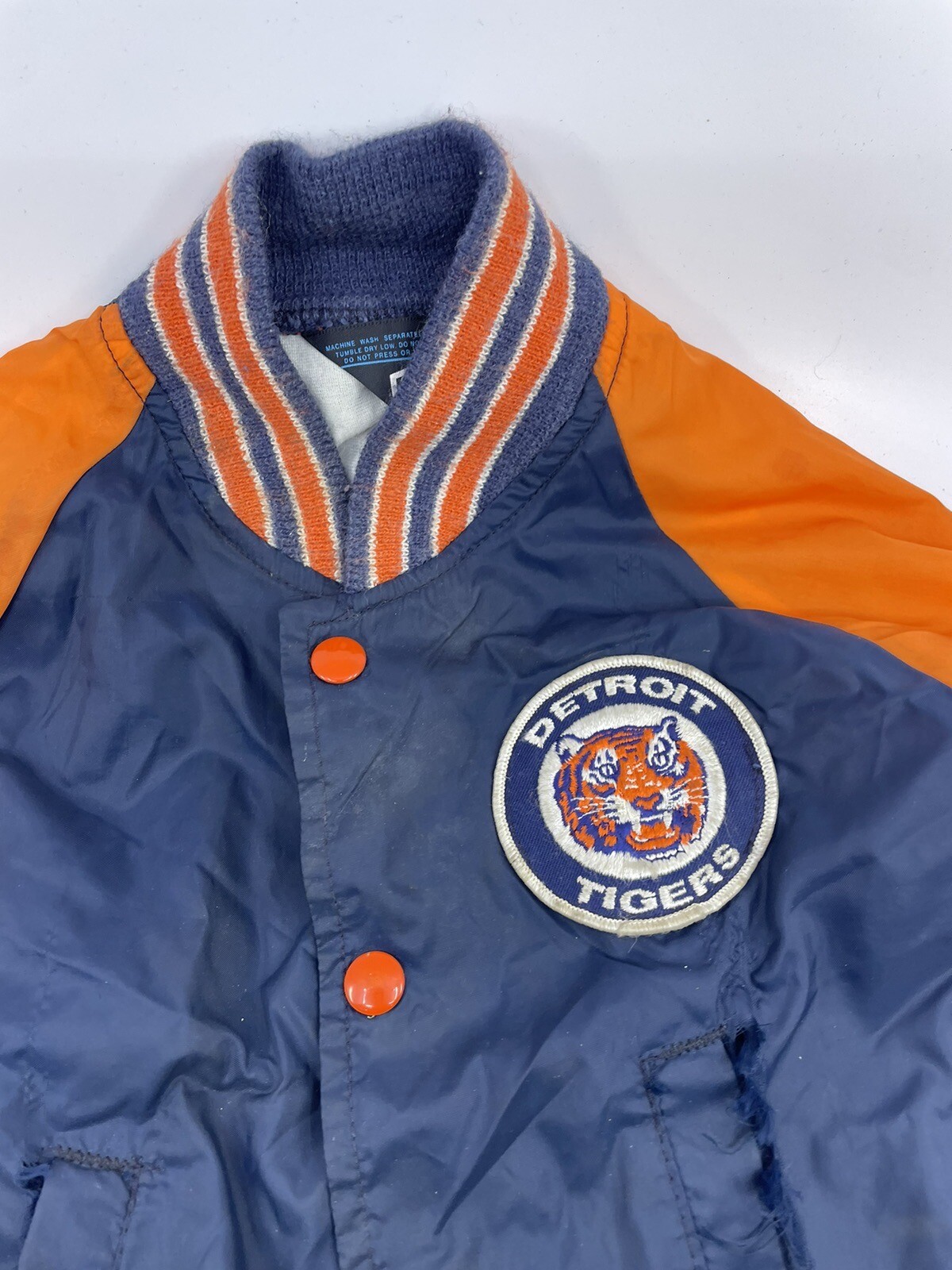 Vintage Detroit Tigers Jacket Boy's Size S 80's MLB Snap Front Orange Blue Sears | eBay