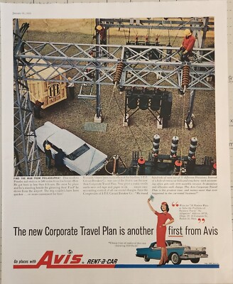 1959 Avis Rent A Car Vintage Ad 14 x 10 Corporate travel plan | eBay