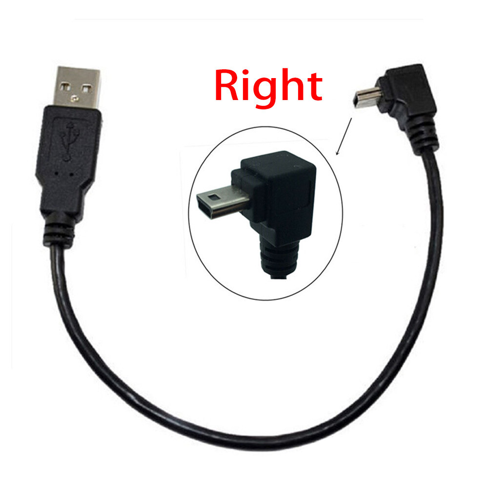 USB Type-A to Mini USB 90° Angle Male Plug Adapter Cable Cord Left ...