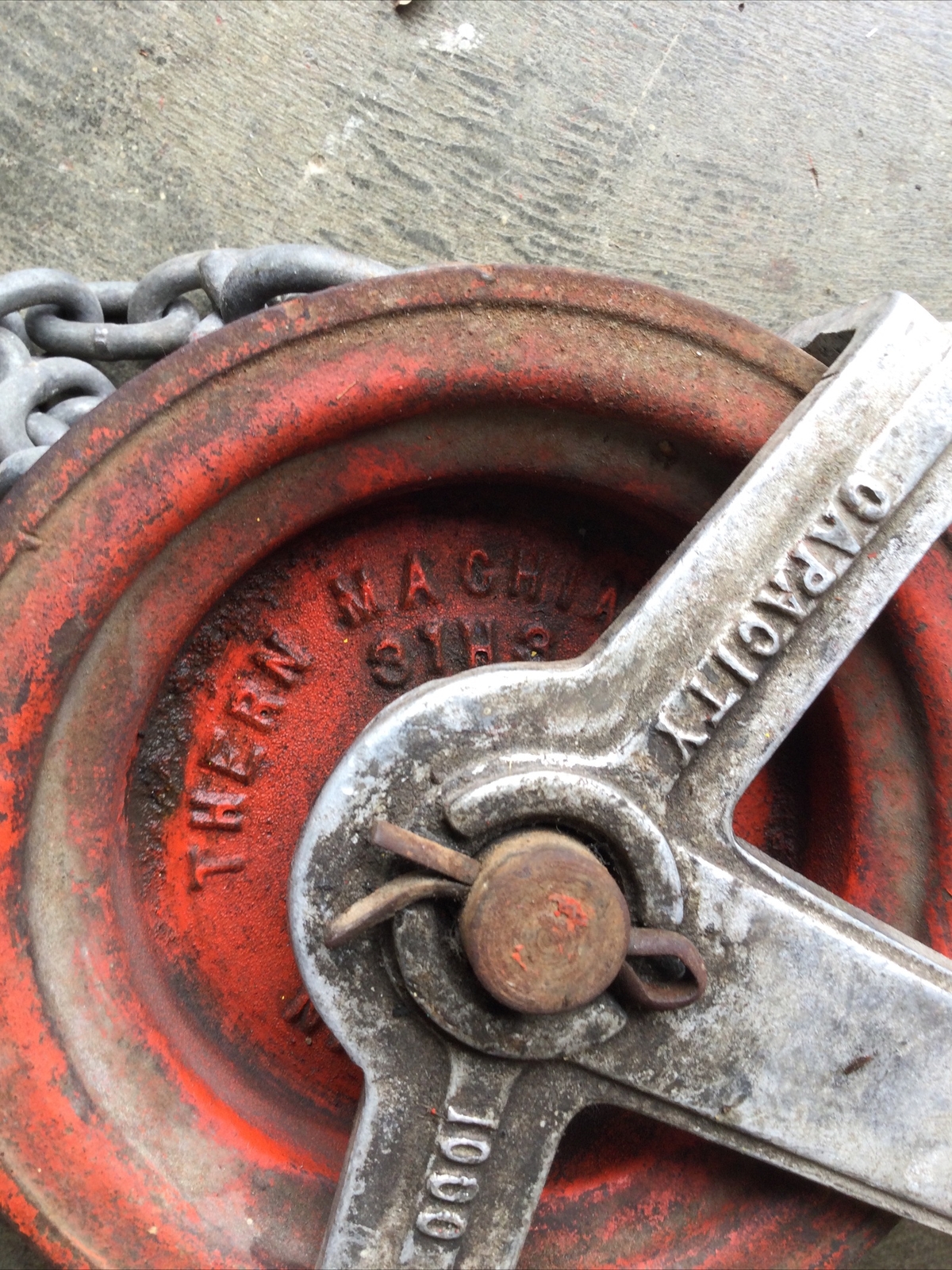 1 Vintage USA Made. Thern Machine Co. Chain Hoist 1000 Lbs. Lifting ...