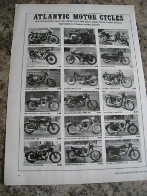 ATLANTIC MOTOR CYCLES TRIUMPH VINCENT BSA NORT 1987 POSTER ADVERT A4 ...