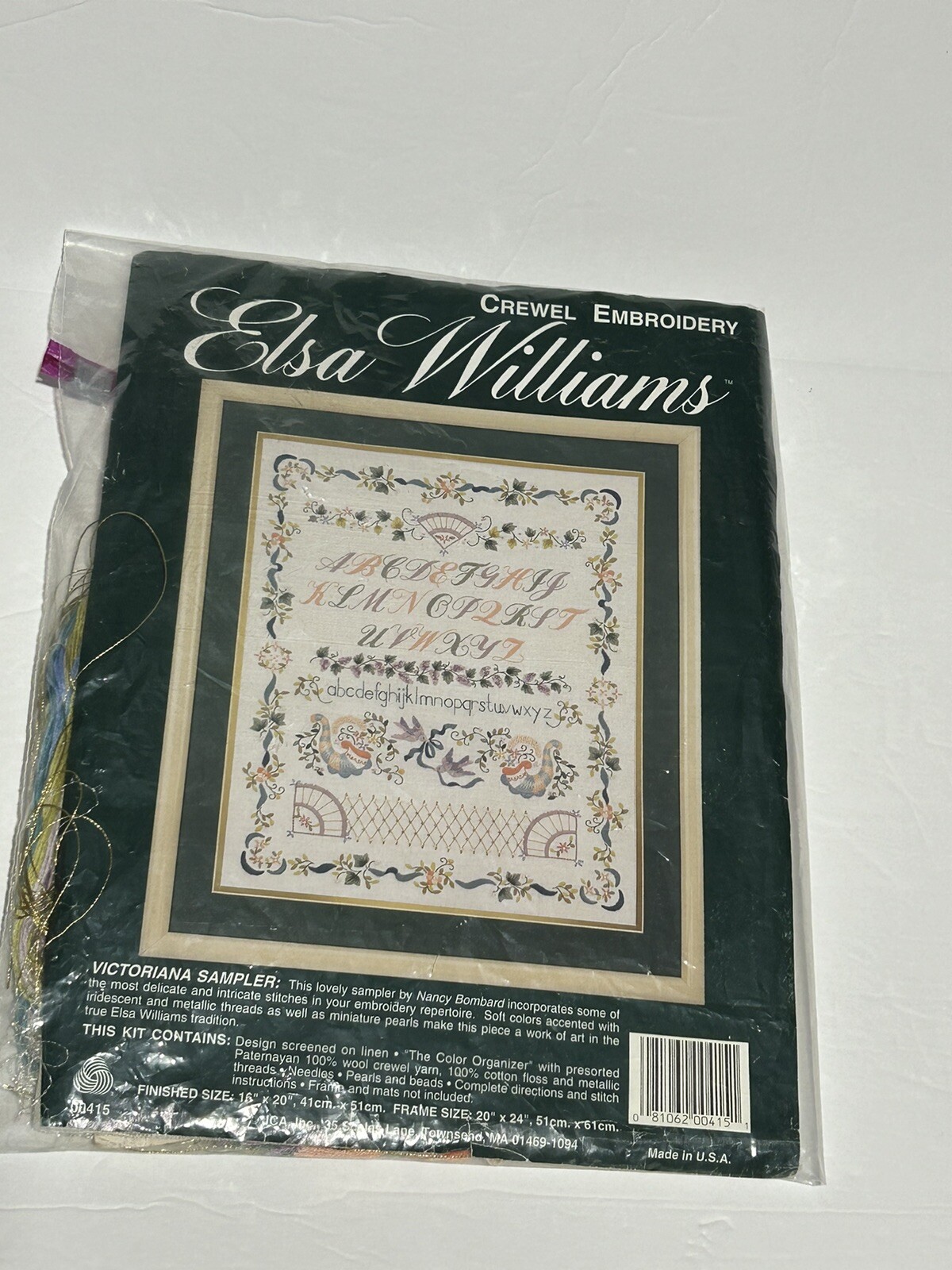 Elsa Williams Victoriana Sampler Crewel Embroidery Kit Floral on Linen ...
