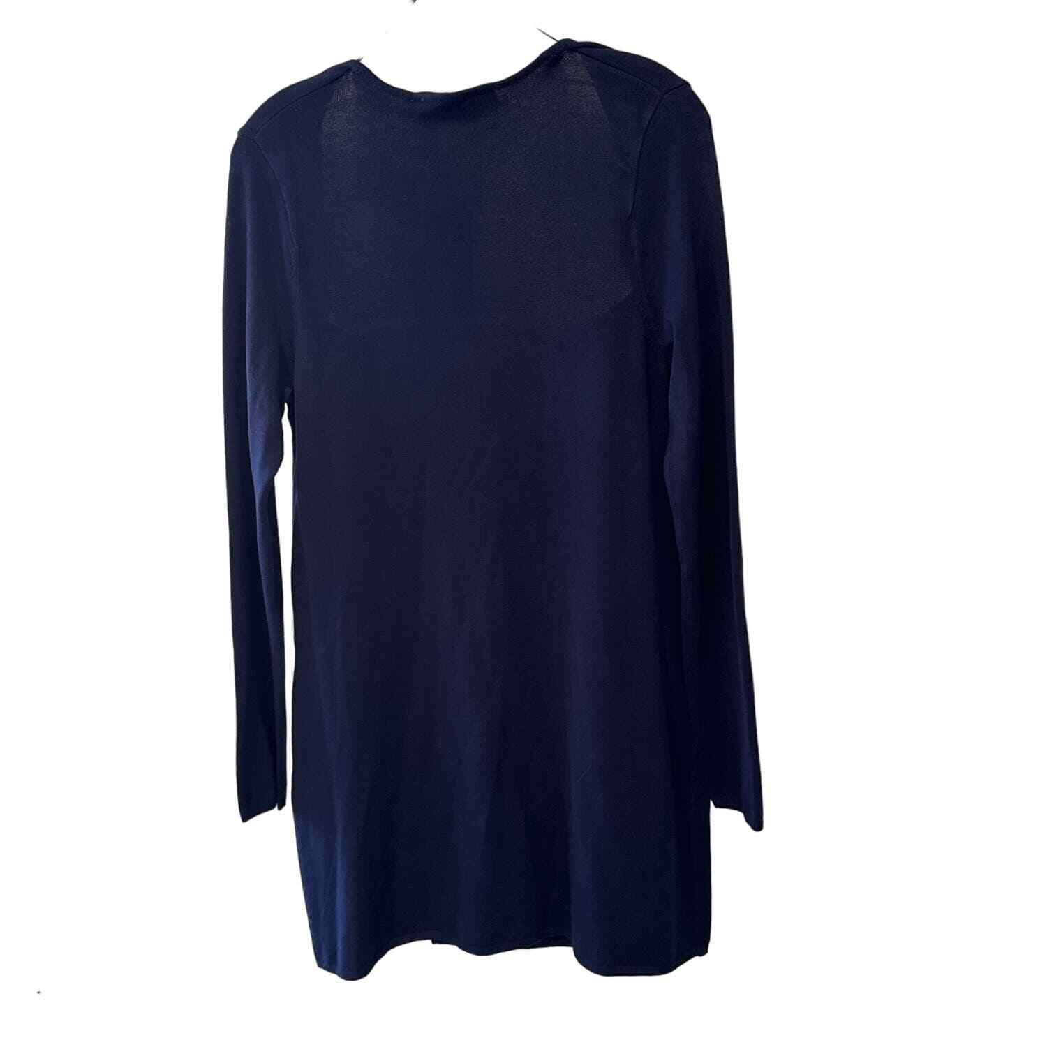 Zara Navy Blue Square Neck Thin Sweater Tunic, Offset Slit Large NWT | eBay