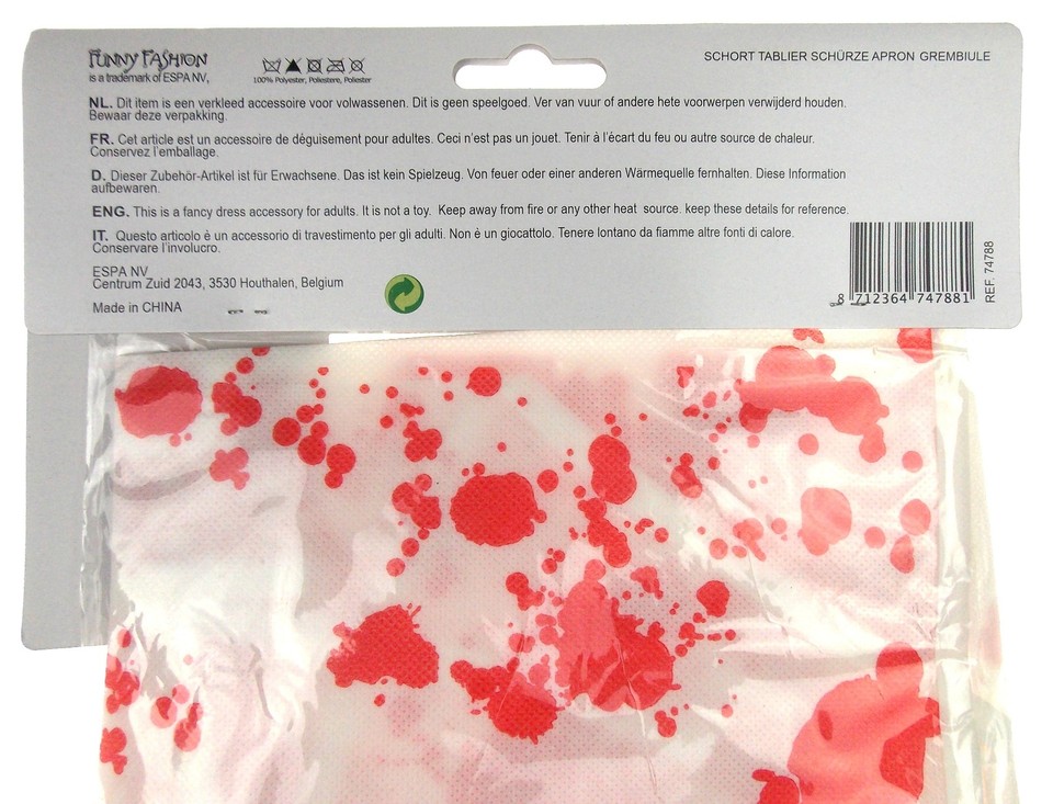 Fake Blood Splatter Over Apron White Halloween Costume Cosplay Butcher ...