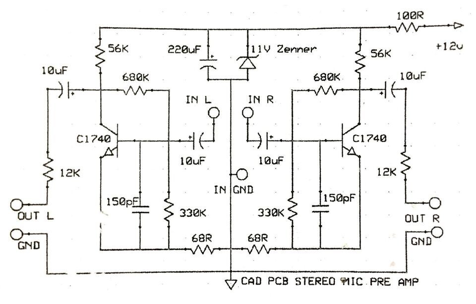 Stereo MIC Preamp Amplifier (12V) C1740 Transistor DIY PCB Kit student ...