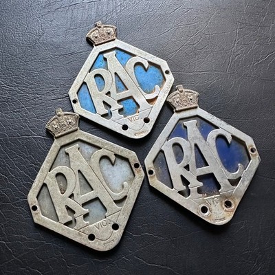 3x VINTAGE ROYAL AUTOMOBILE CLUB RAC VICTORIA AUSTRALIA CAR BADGES ...