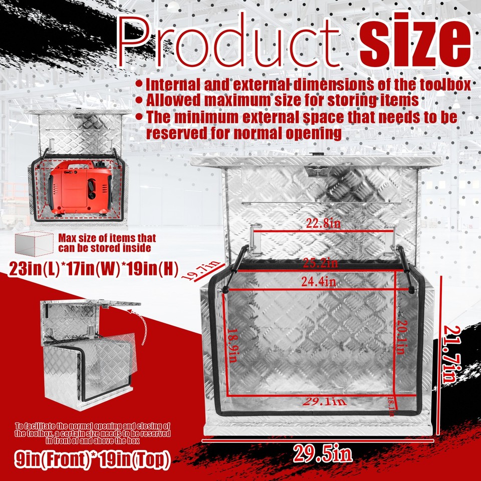 30" x 20" x 22" Aluminum Generator Tool Box Pickup Truck Trailer ...