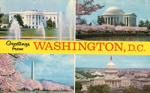 Greetings from Washington, DC, Showing Various Famous Landmarks ...
