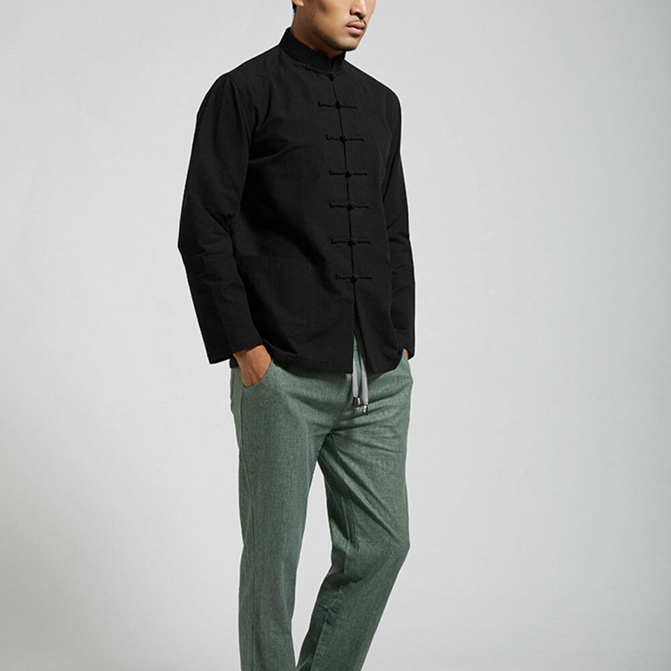 Mens Traditional Chinese Tang Suit Coat Jacket Kung Fu Tai Chi Wingchun ...