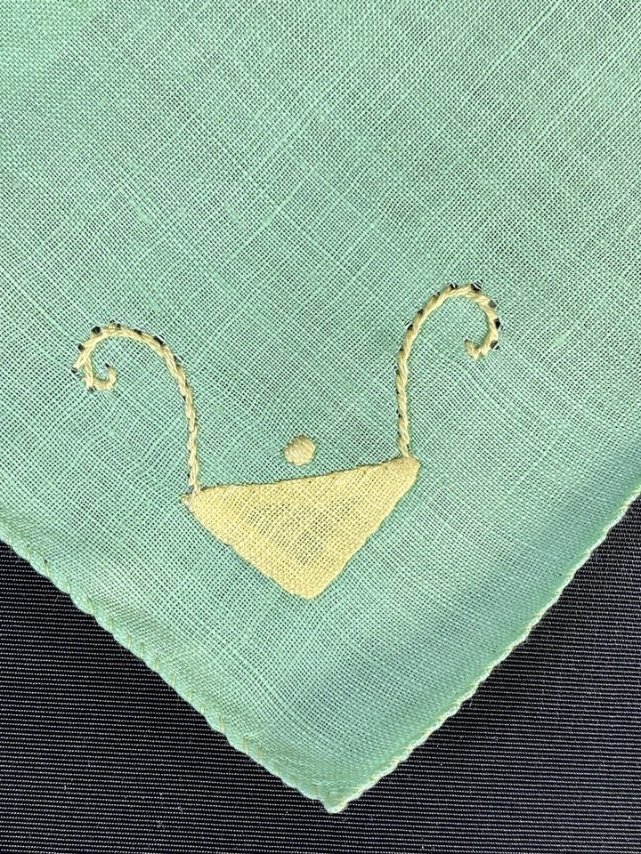 Vintage 1920's-1930's set of 4 mint teal green cloth napkins w/Art Deco ...