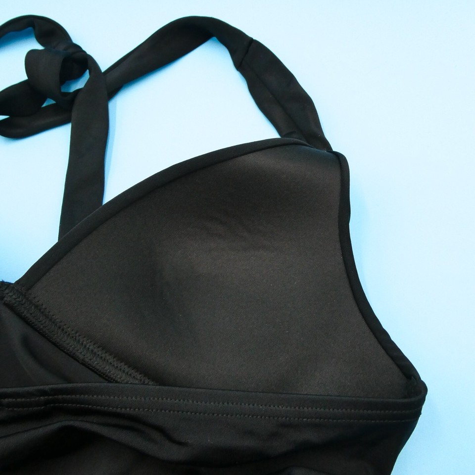 Victorias Secret Small Tankini Black Halter Ruffle Padded Bikini Top ...