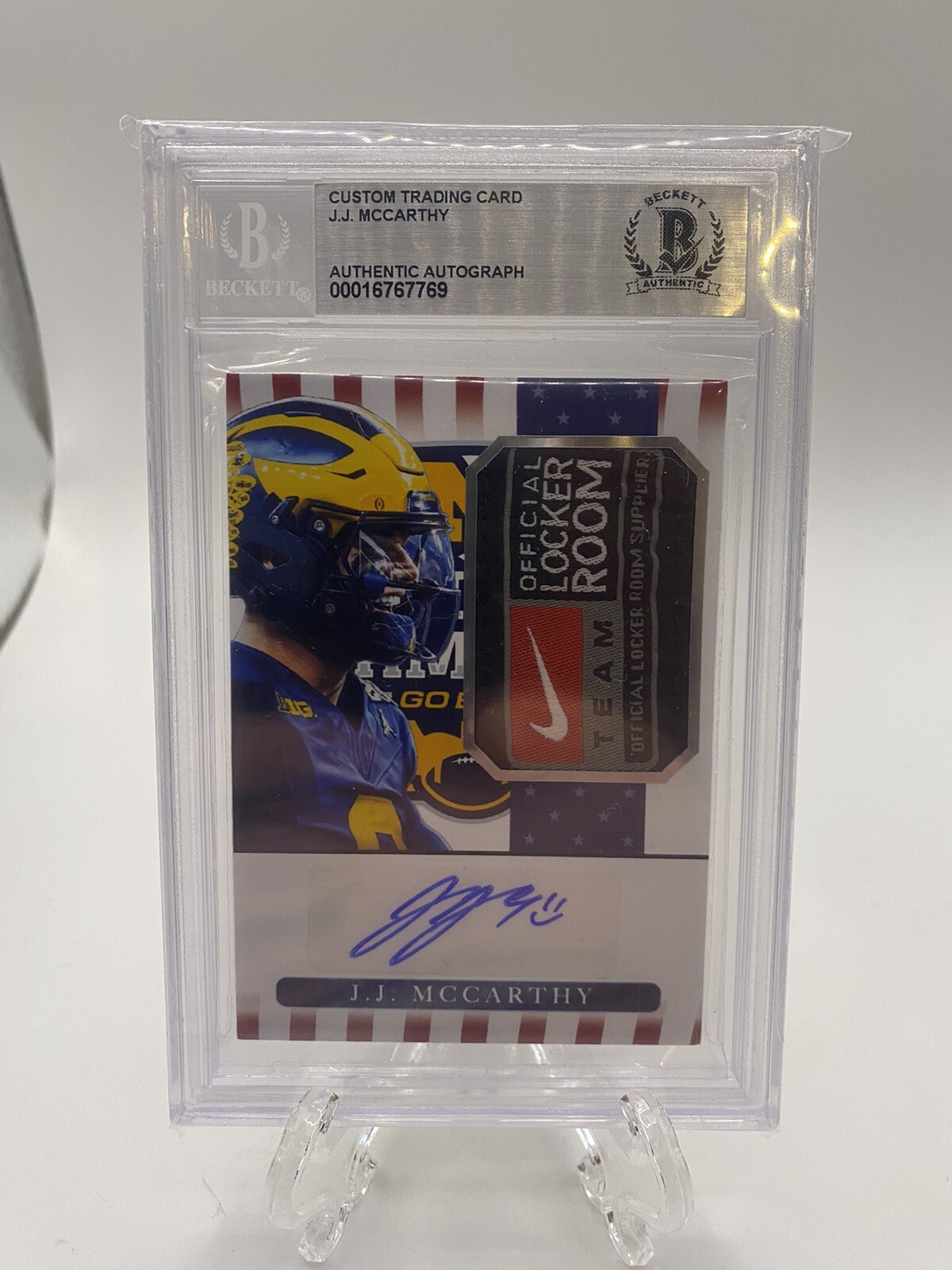 Two Custom Trading Card JJ McCarthy Patch And Logo Auto BGS AUTHENTIC ...