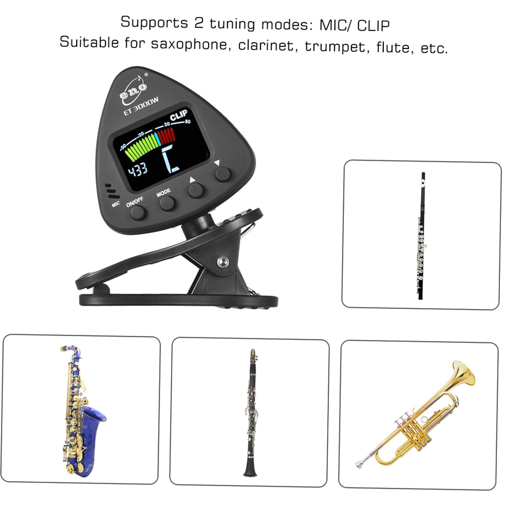 eno ET 3000W Wind Instruments Tuner Supports Mic & Clip-on Tuning Modes ...