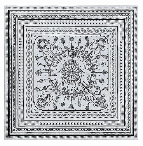 Hermes Shawl Scarf Stole Les Cles Bandana Gray Key Chain Cashmere Silk ...