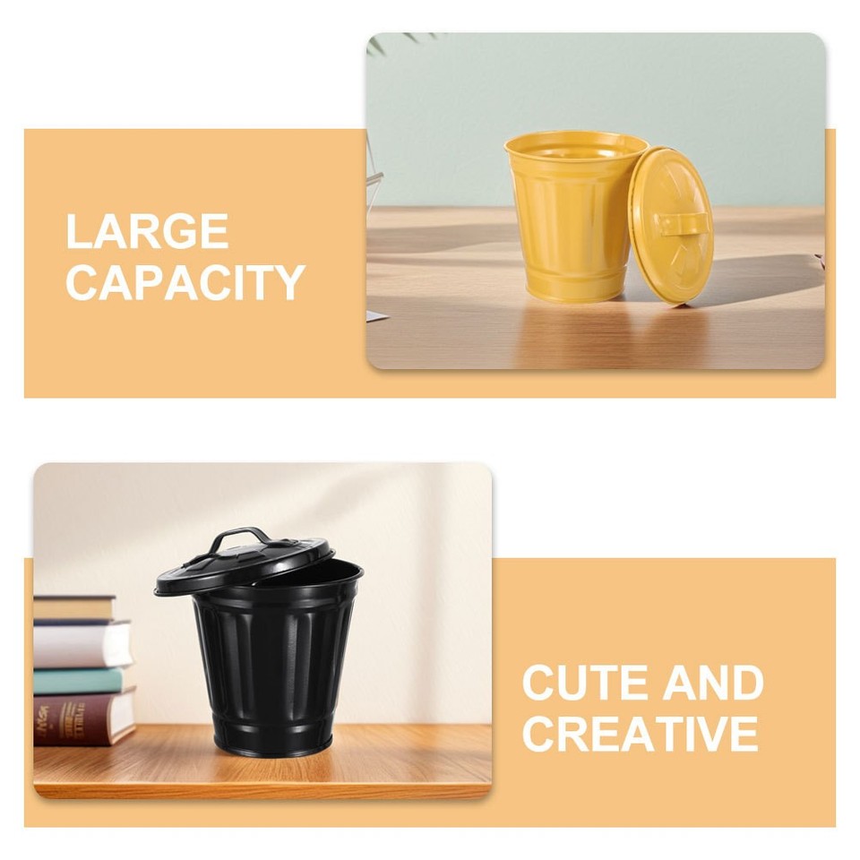 2pcs Small Garbage Can for Desk Cute Desktop Trash Bin with Lid Desktop ...