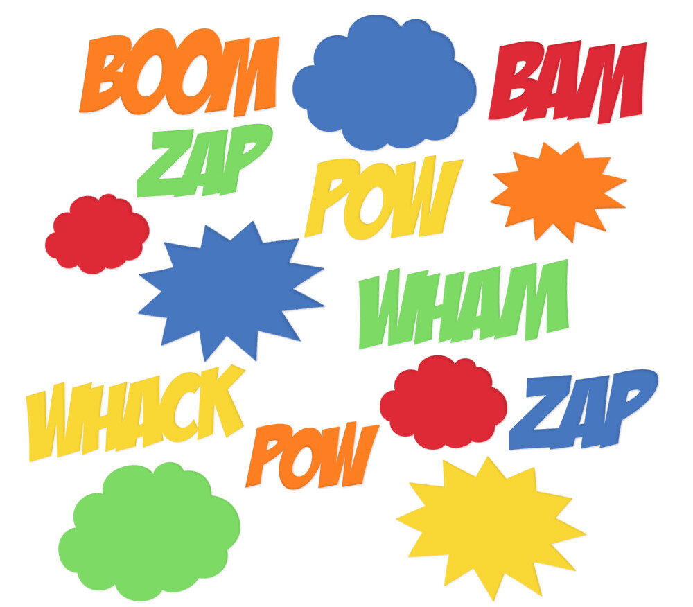 Superhero Themed Cut Outs ~ Boom Pow Decorations ~ Card Making ...