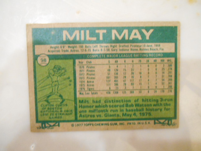 1977 Topps Milt May Detroit Tigers #98 Baseball Card | eBay