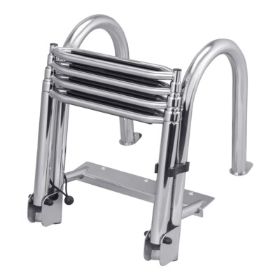WhiteWater B00351PL-WS -Rear Entry Folding Pontoon Boat Ladder | 304 SS ...