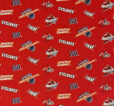 ISU Iowa State Cyclones Red Cotton Fabric - 9” x 42” Or 18” x 21” FQ | eBay