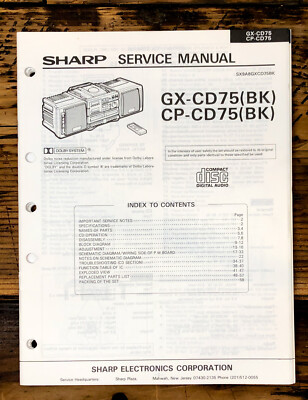 Sharp GX-CD75 CP-CD75 Boombox / Radio Service Manual *Original* | eBay