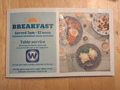 3 Special Wetherspoon Menus - Breakfast Menu, Curry Club and Steak Club ...