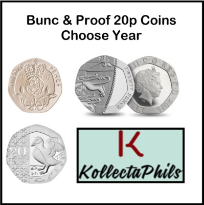 20p Twenty Pence Coin 1982 - 2026 Bunc or Proof from Royal Mint Sets ...
