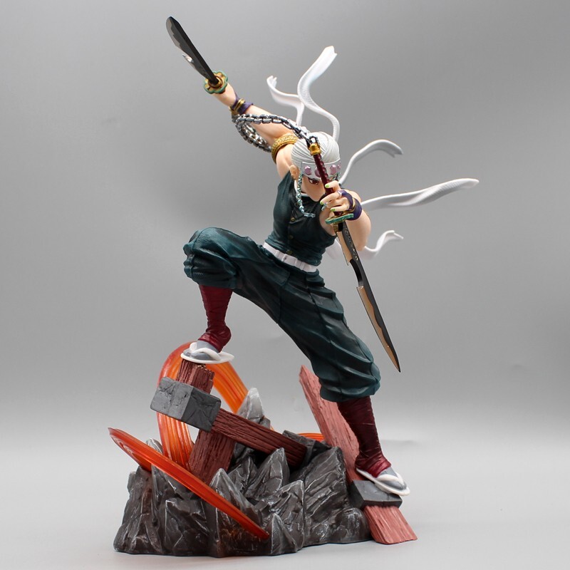 Anime Demon Slayer Figures Uzui Tengen 2 Head Figurine PVC Statue Toy ...