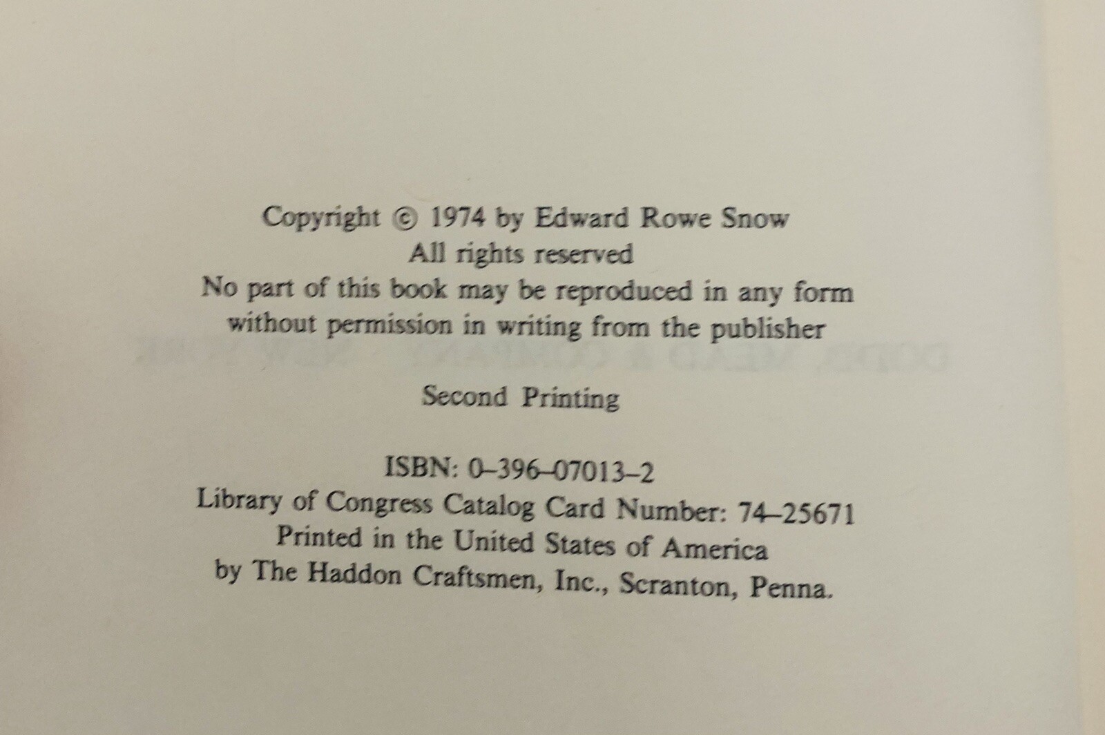 SUPERNATURAL MYSTERIES AND OTHER TALES 1974 Edward Rowe Snow 2nd ...