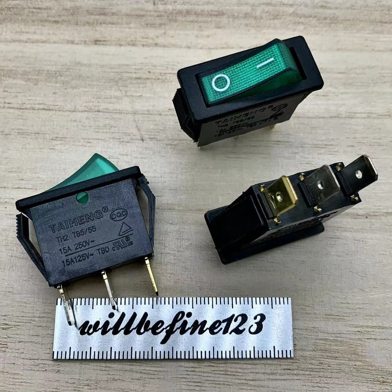 TAIHENG TH2 T85 T120 Green Lamp Rocker Switch 3 Pins 2 Positions 15A ...