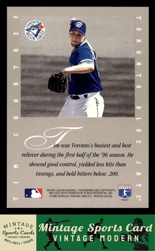 1996 Leaf Signature Series - Tim Crabtree - "On Card Auto" Toronto Blue ...