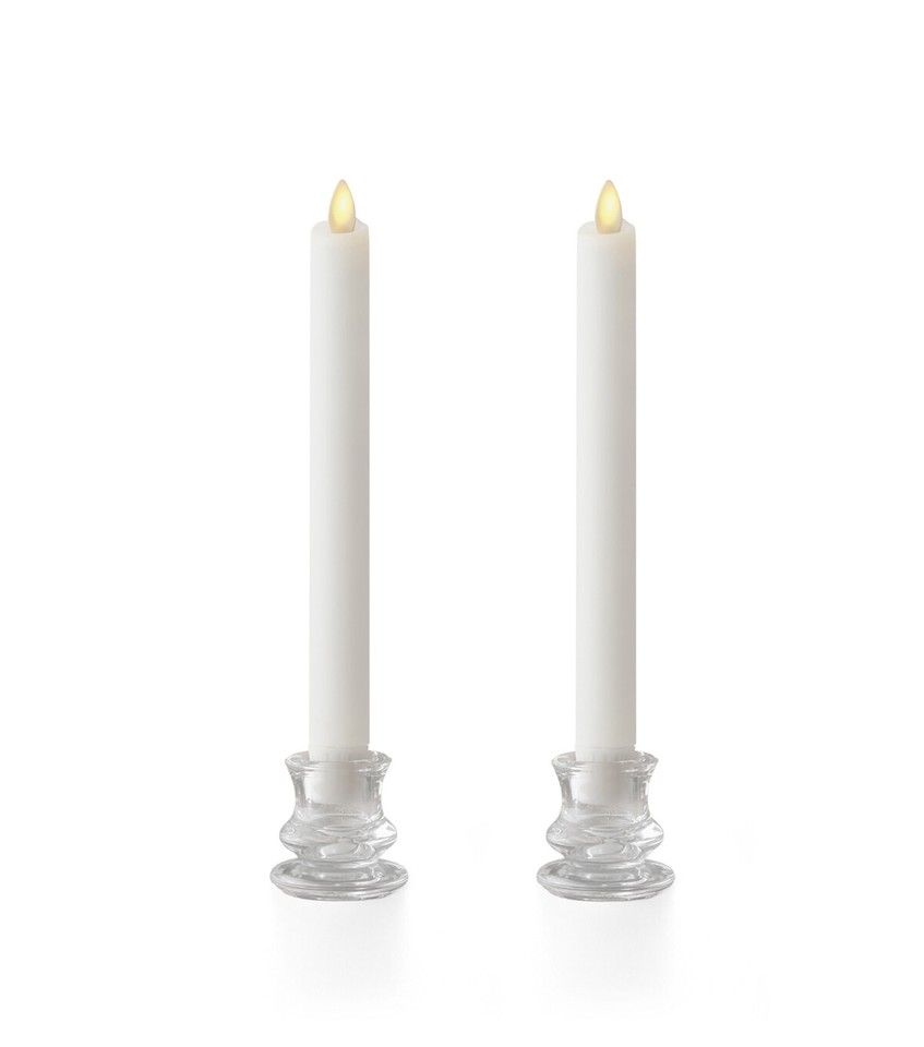 Luminara Flickering Flameless Battery Taper Led Candles White Finish ...