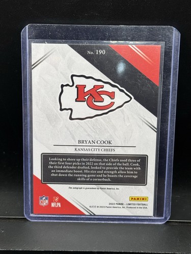 2022 Panini Limited Rookie Autographs Bryan Cook #190 KC Chiefs RC /99 ...