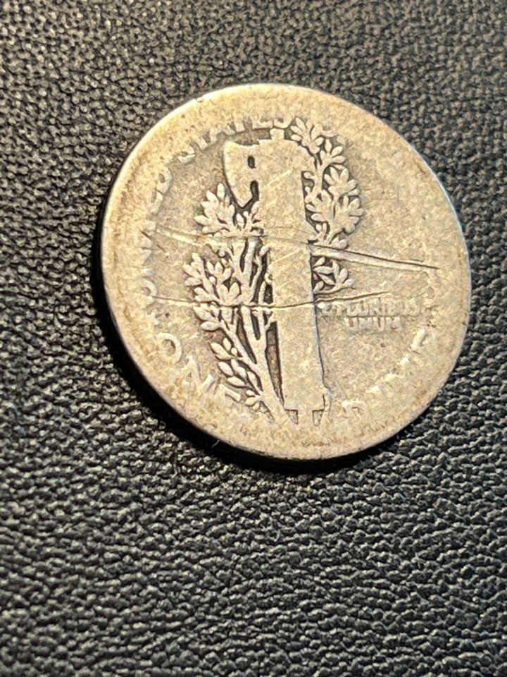 1916-D Key Date Mercury Dime - Filler coin - scratches and gouges #J1 ...