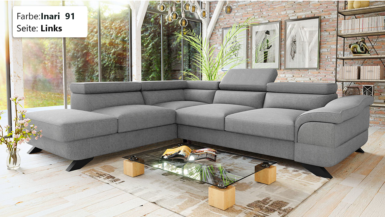 Eckcouch Lagos mit Bettkasten mit Schlaffunktion Modernes Ecksofa Lagos Sofa M24 | eBay.de