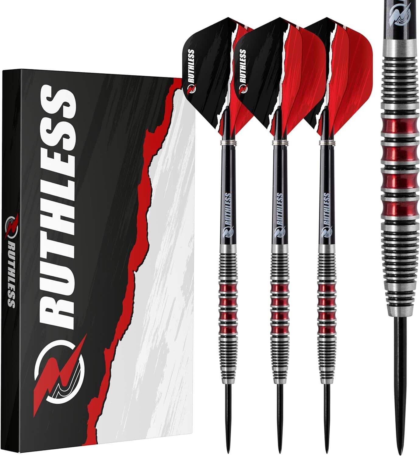 RUTHLESS Red Falcon Professional Tungsten Steeltip Darts Set in 22g and ...