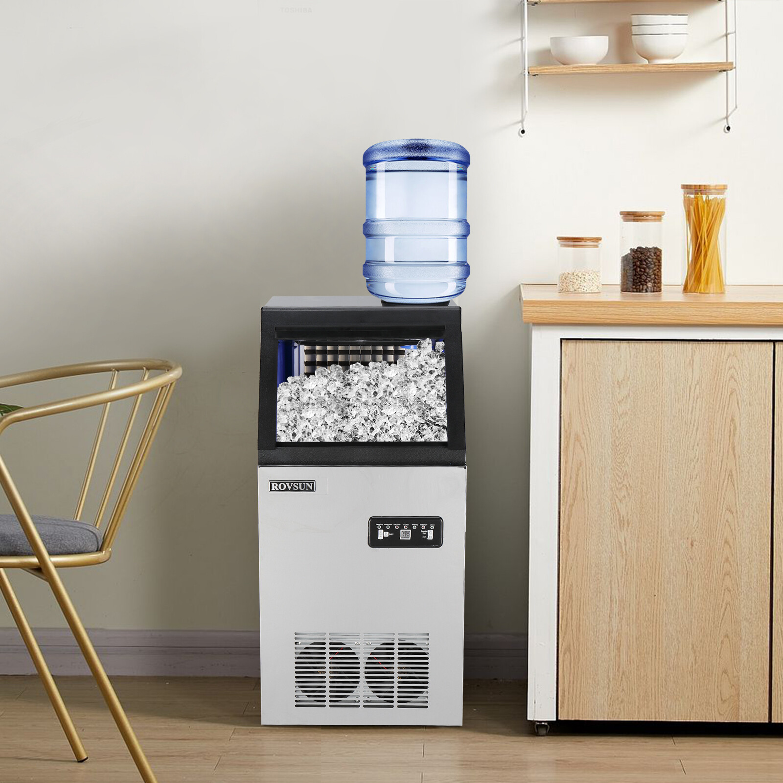 ROVSUN 90/110/150LB Commercial Ice Maker Home Ice Cube Machine with ...